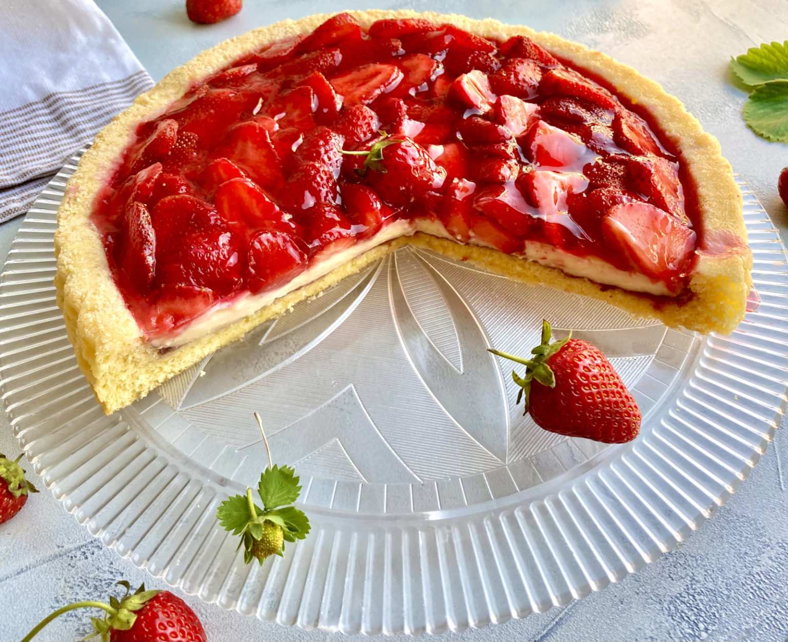 Erdbeerkuchen mit Pudding - Erdbeerschokola.de